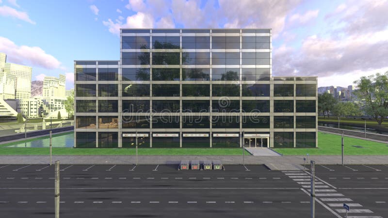 3D Rendering of the Glass Wall Buildings Stock Illustration ...