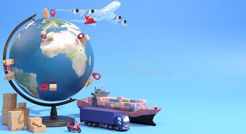 3D Rendering Global Logistic and Transportation Ecosystem Stock ...