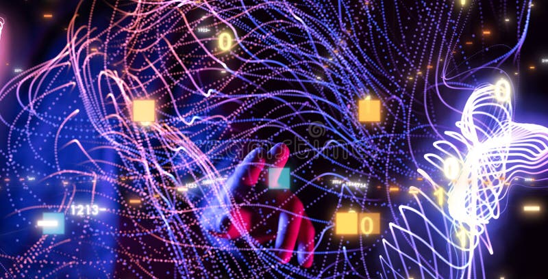 3D Rendering of Global Networking in a Hand Stock Illustration ...