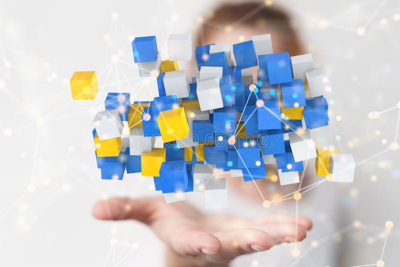 3D Rendering of Global Networking in a Hand Stock Image - Image of ...