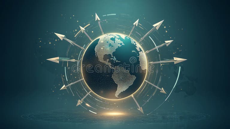 Arrows Around World Globe Stock Illustrations – 631 Arrows Around World ...