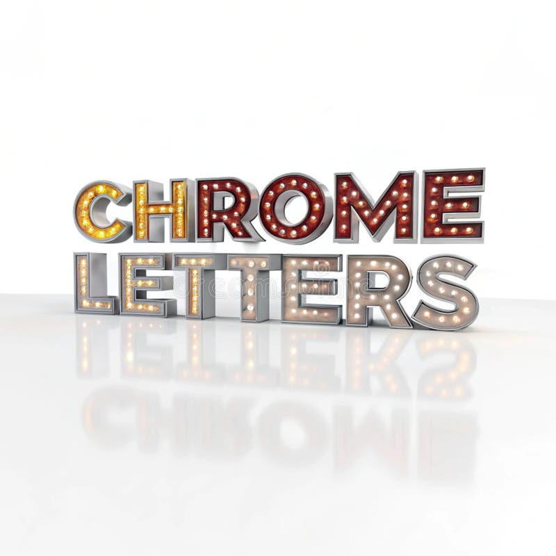 3D Rendering of Glossy Chrome Letters with Shining Lights Effect ...