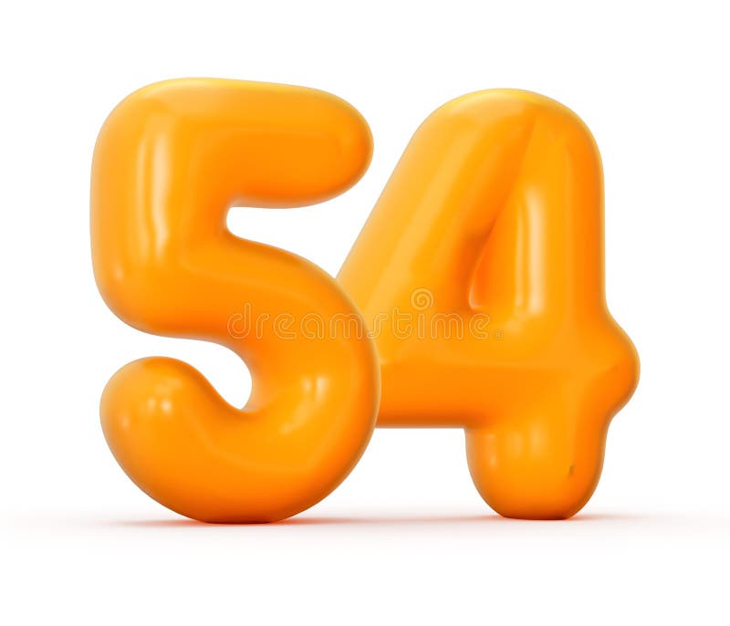 3d Rendering of a Glossy Orange Jelly Number 54 Isolated on White ...