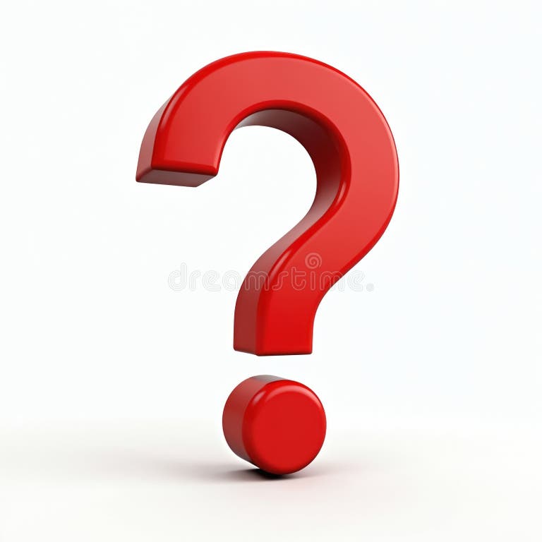 3D Rendering of Glossy Red Question Mark on White Backdrop. Symbol ...