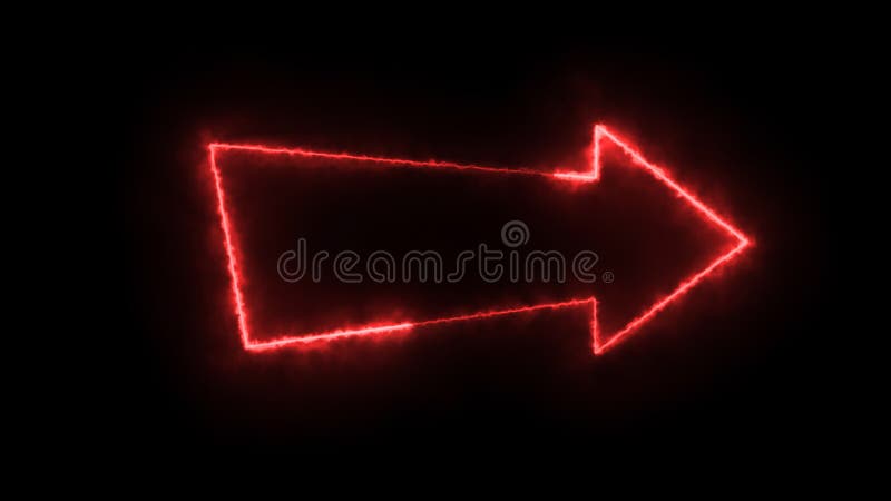 3D Rendering Glow Effects of an Arrow Outline on a Black Background ...