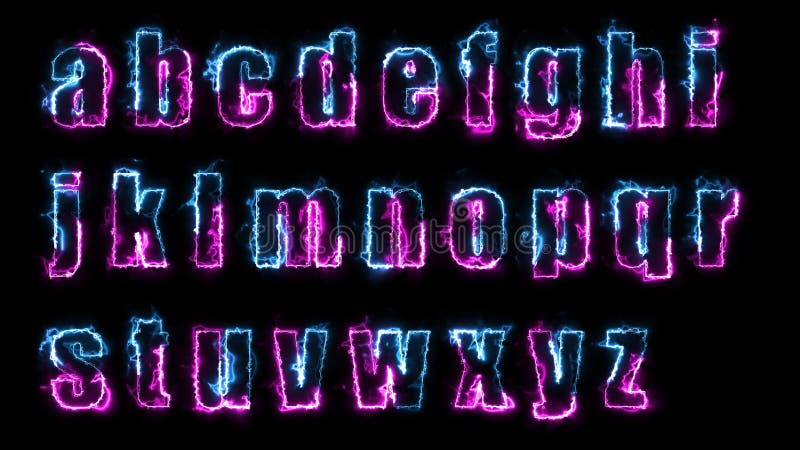 3D Rendering Glow Effects of the Contours of the Lowercase Letters of ...