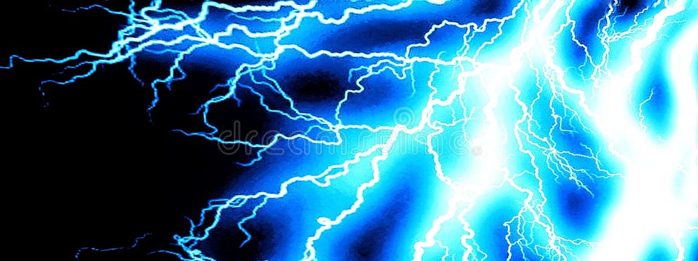 3d Rendering of a Blue Lightning Strike on a Black Background Stock ...