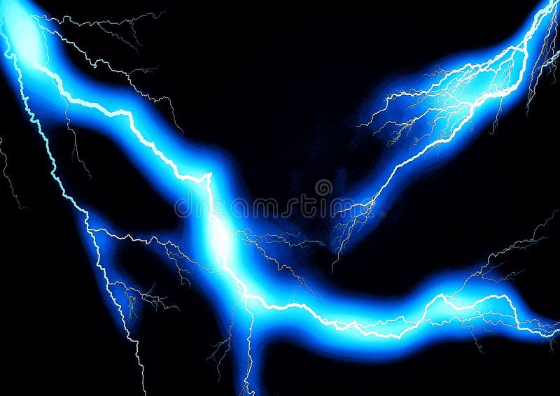 3d Rendering of a Blue Lightning Strike on a Black Background Stock ...
