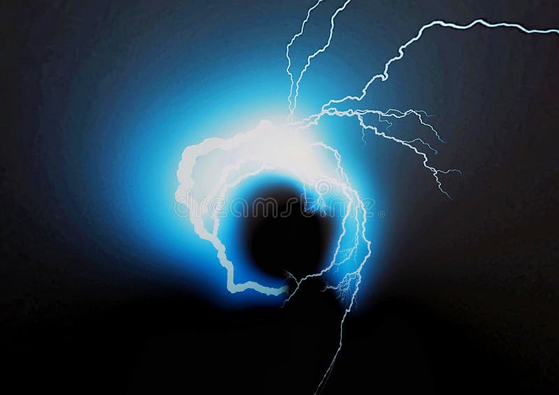3d Rendering of a Blue Lightning Strike on a Black Background Stock ...