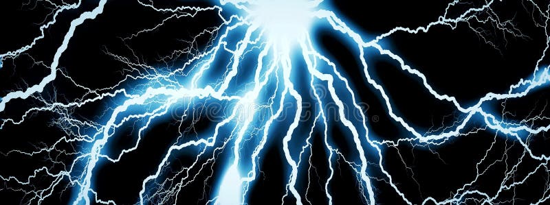 3d Rendering of a Brilliant Blue Lightning Bolt on a Black Background ...