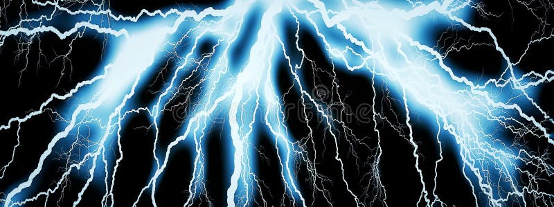 3d Rendering of a Brilliant Blue Lightning Bolt on a Black Background ...