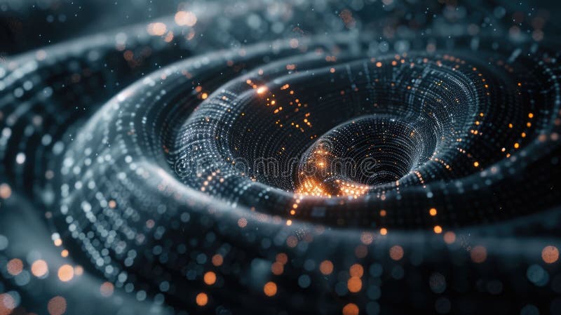 3D Rendering of a Glowing Blue and Orange Vortex of Tiny Particles ...