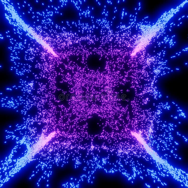 3d Rendering. Glowing Fluid Particles Dynamic Flow. Futuristic Fluid ...