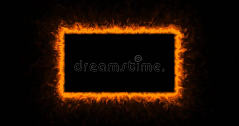 3d Rendering. Glowing Light Effect. Abstract Rectangular Fire Frame ...