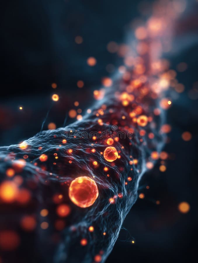 3D Rendering of Glowing Light Particles Healing Skin Cells in an Abstract Composition Stock ...