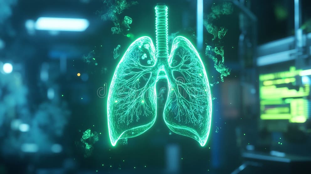 3D Rendering of Glowing Lungs in a Digital Environment Showcasing ...