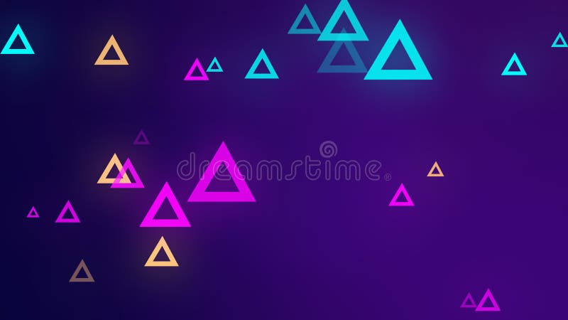 3D Rendering of Glowing Multi-colored Triangles in Space Located at ...