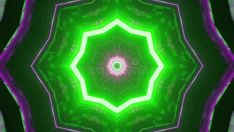 3D Rendering of a Glowing Neon Green Pattern in the Shape of an Octagon ...
