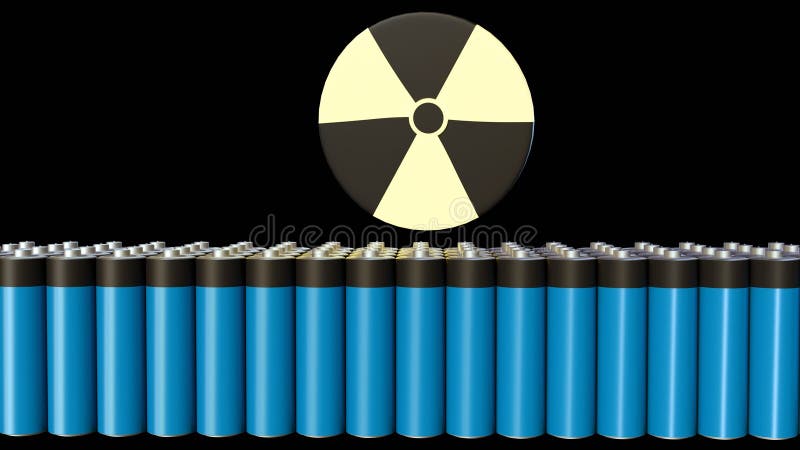 Glowing Nuclear Symbol and Batteries. Stock Illustration - Illustration ...
