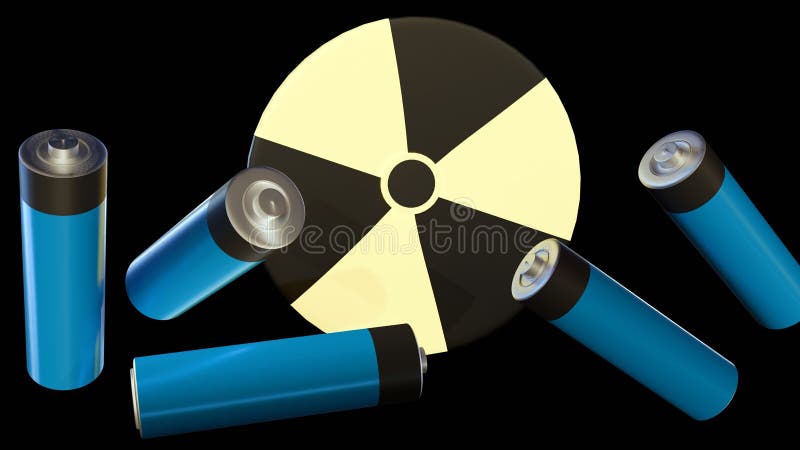Glowing Nuclear Symbol and Batteries. Stock Illustration - Illustration ...