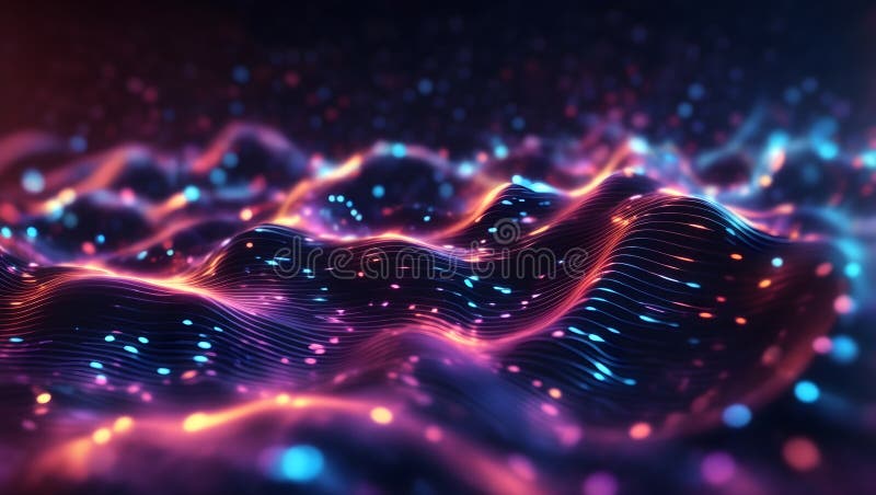 Rendering Glowing Particles Space Futuristic Background Bokeh Effect Stock Photos - Free ...