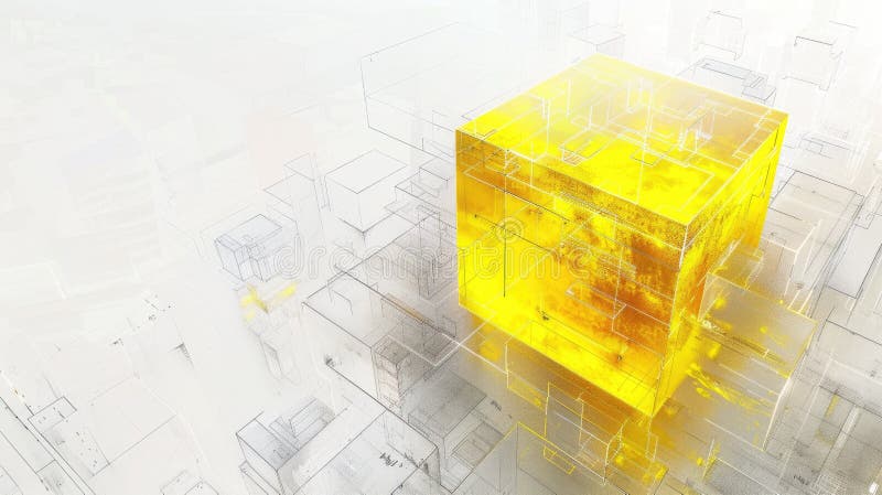 3D Rendering of a Glowing Yellow Cube AIG535 Stock Illustration - Illustration of modern, shape ...