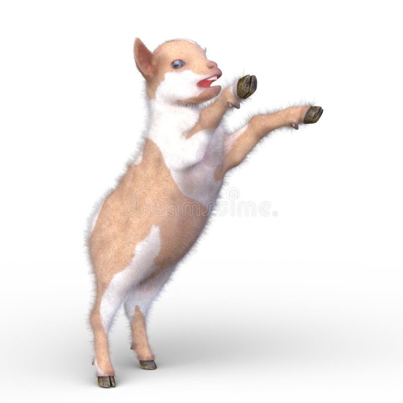 3D rendering of a goatling stock illustration. Illustration of small ...