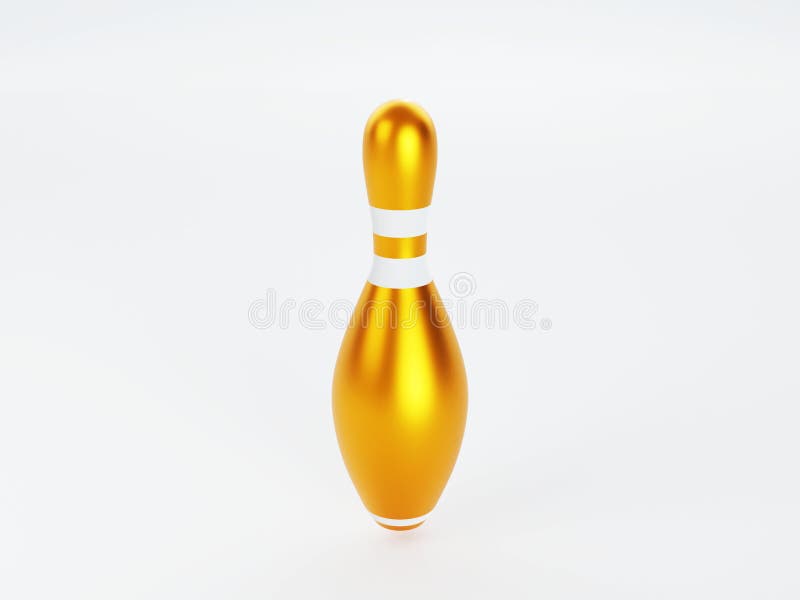 3d Rendering-Gold Bowling Pins on White Background Stock Illustration ...