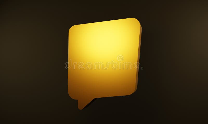 3D Rendering of Gold Chat or Speech Bubble or Balloon Stock ...