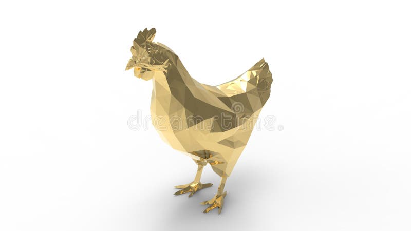 3d Rendering of a Gold Chicken Isolated in White Background Stock ...