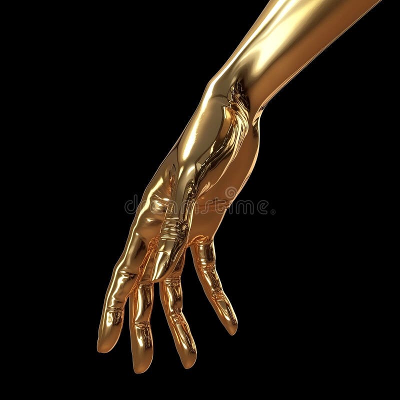 3D Rendering of Gold Hand Index Finger Pointing Stock Photo - Image of ...