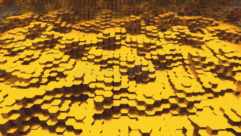Gold Hexagonal Prisms Motion Background. Infinity Seamless Loop. Abstract Form. 3d Rendering. 4k ...