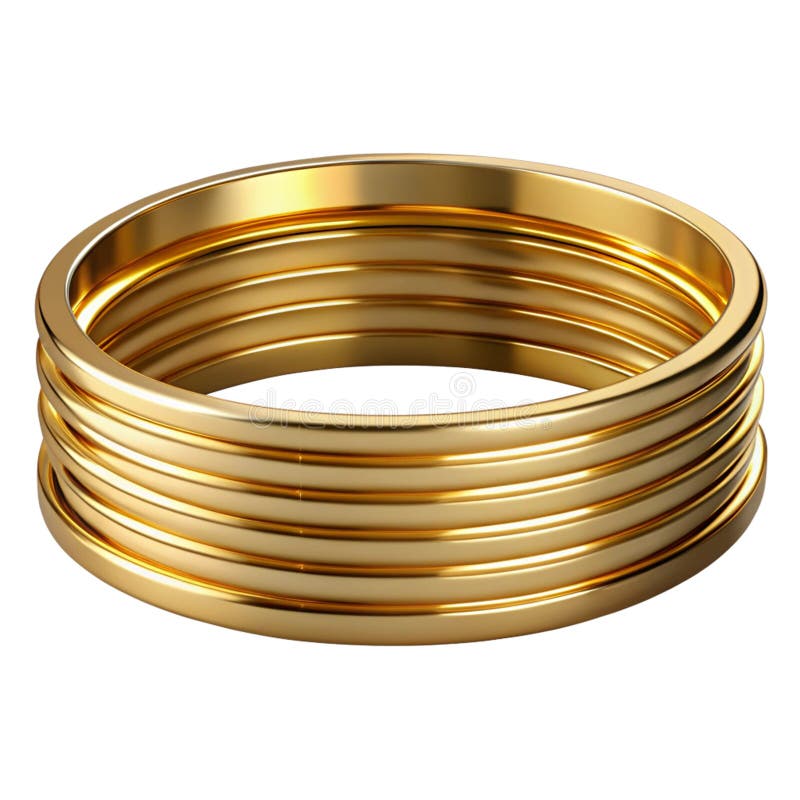 3D Rendering of Gold Plates Bangle Isolated on Transparent Background ...