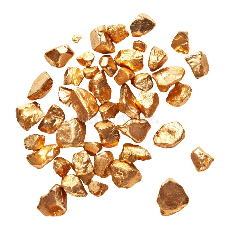 3D Rendering of a Gold Raw Stones on Transparent Background - Ai ...