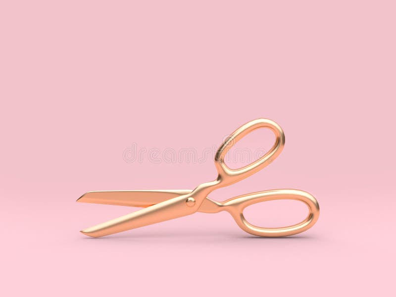 3d Rendering Gold Scissors Pink Background Studio Shot Stock ...