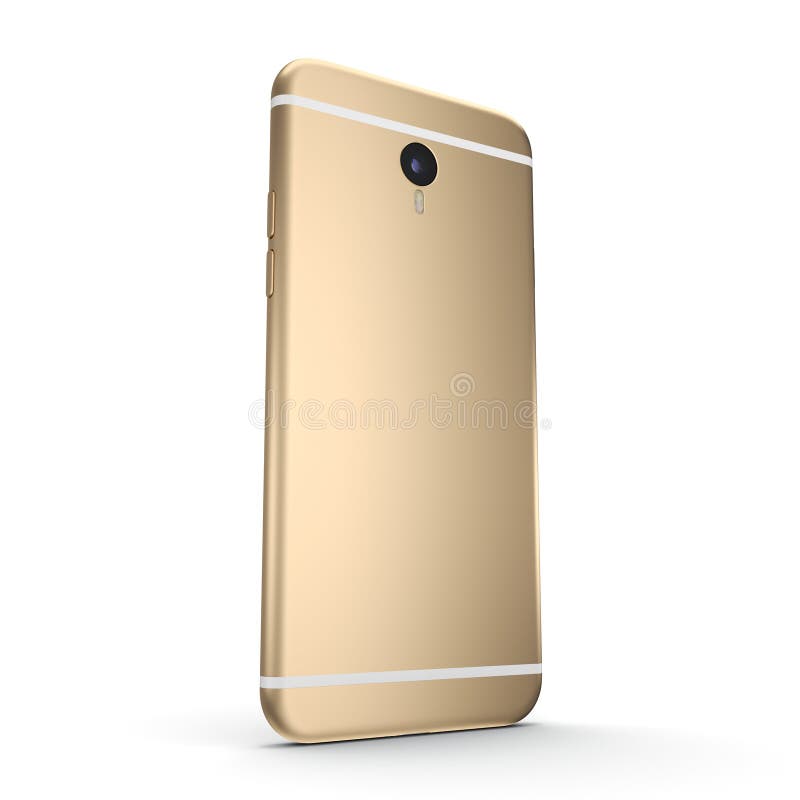 3D Rendering Gold Smart Phone with Black Screen Stock Illustration ...