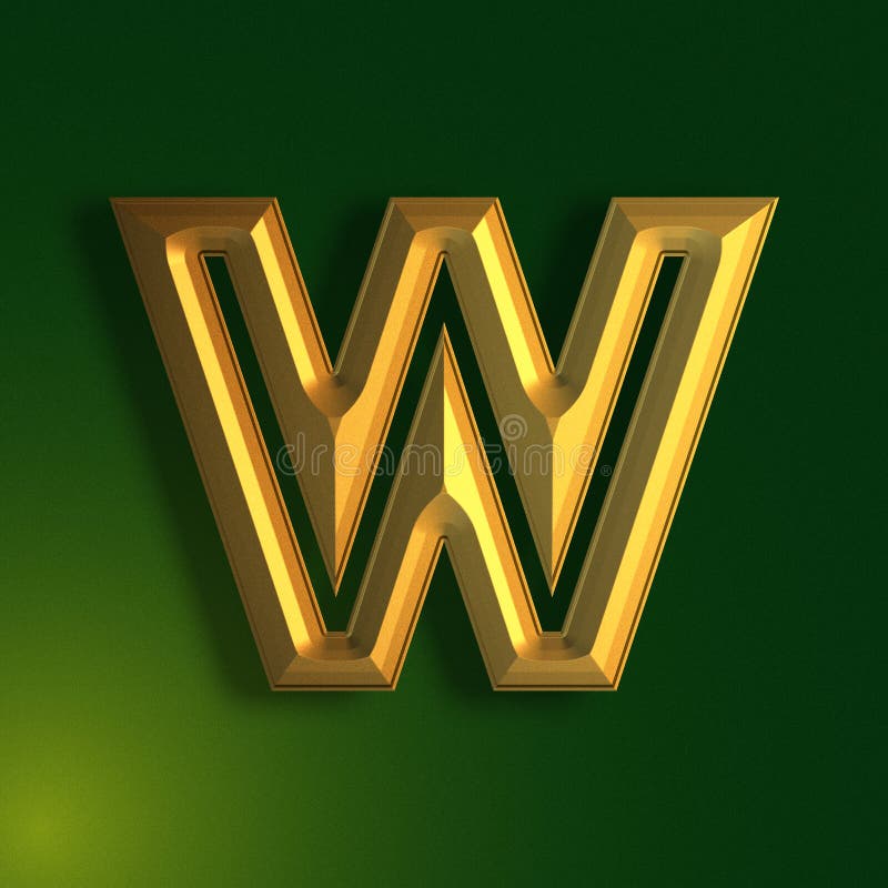 3D Rendering Gold Texture Letters W Stock Illustration - Illustration ...