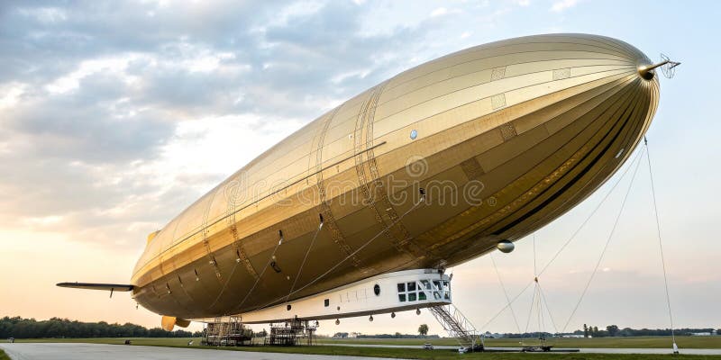 3d golden blimp side view stock illustration. Illustration of blimp ...