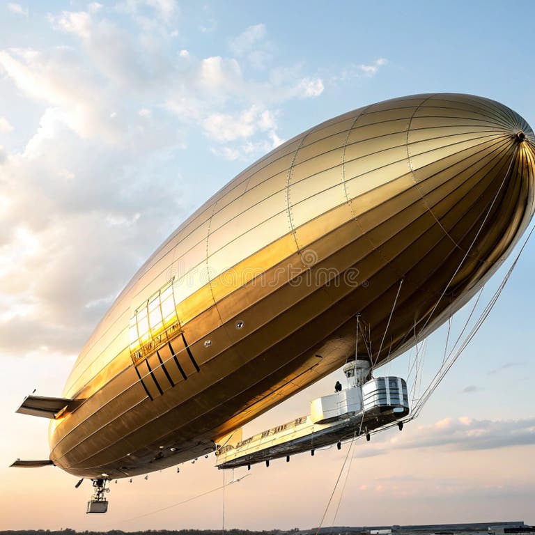 3d golden blimp side view stock illustration. Illustration of ...