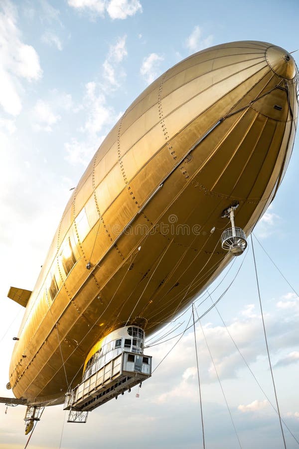 3d golden blimp side view stock illustration. Illustration of travel ...