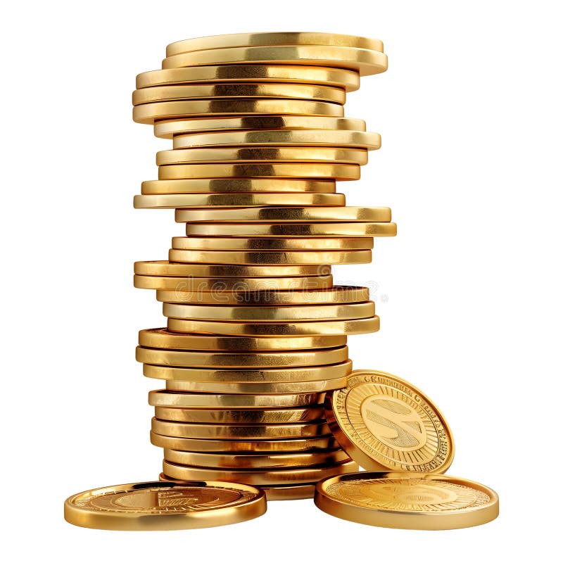 3D Rendering of a Golden Coins on Transparent Background - Ai Generated ...