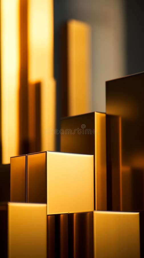 3d Rendering of Golden Cubes on a Black Background Stock Illustration ...