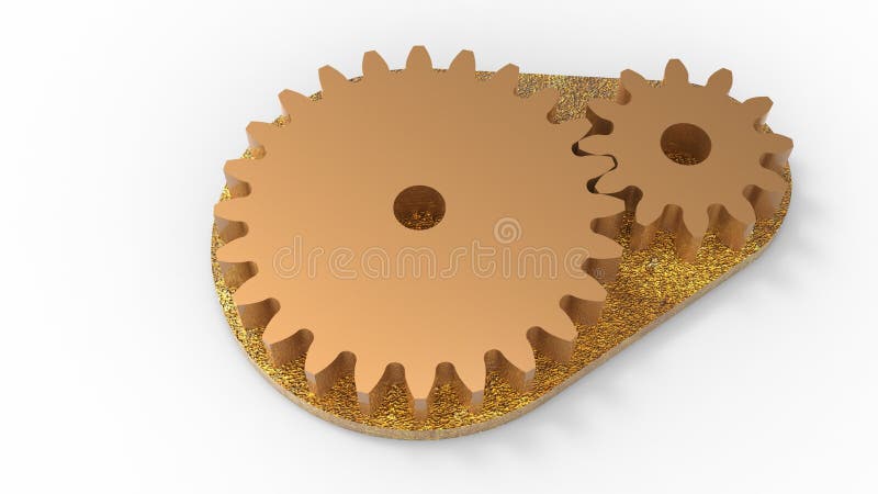 3D Rendering - Golden Gears Assembly Stock Illustration - Illustration ...
