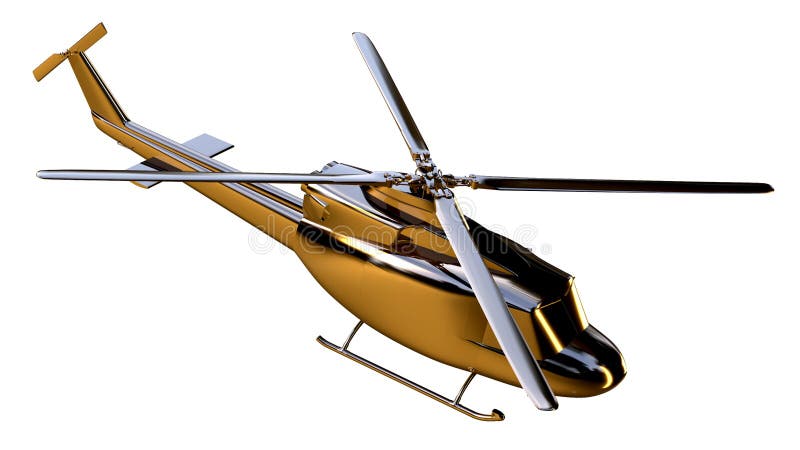 3d Rendering of a Golden Helicopter on Isolated on a White Background ...