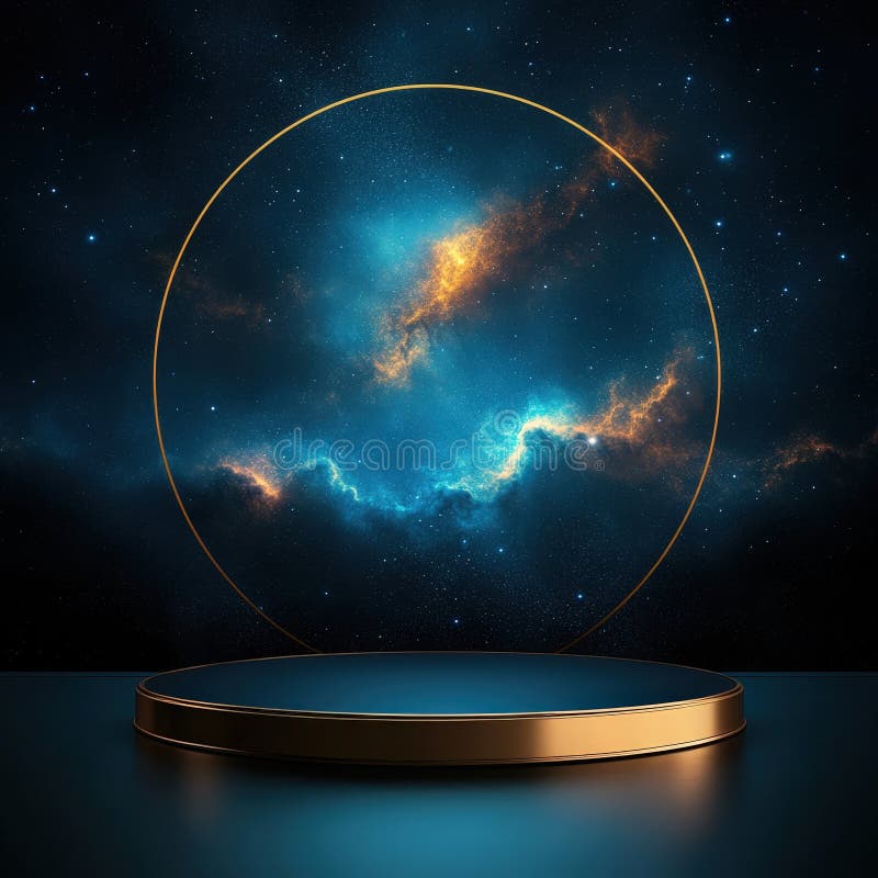 Celestial Podium: Luxurious Cosmic Display Platform. Stock Illustration ...