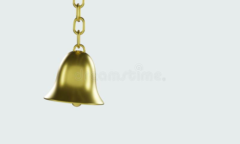 3D Rendering Golden Realistic Bell 3D Illustration on Left Side Wind ...