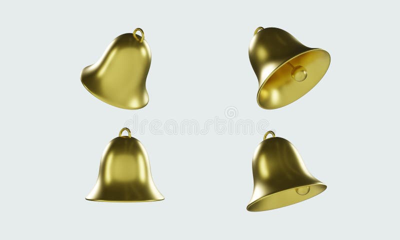 3D Rendering Golden Realistic Bell 3D Illustration Stock Illustration ...