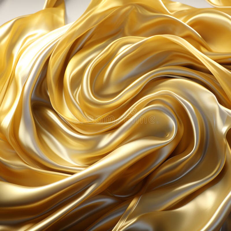 3d Rendering of a Golden Silk Fabric Stock Illustration - Illustration ...