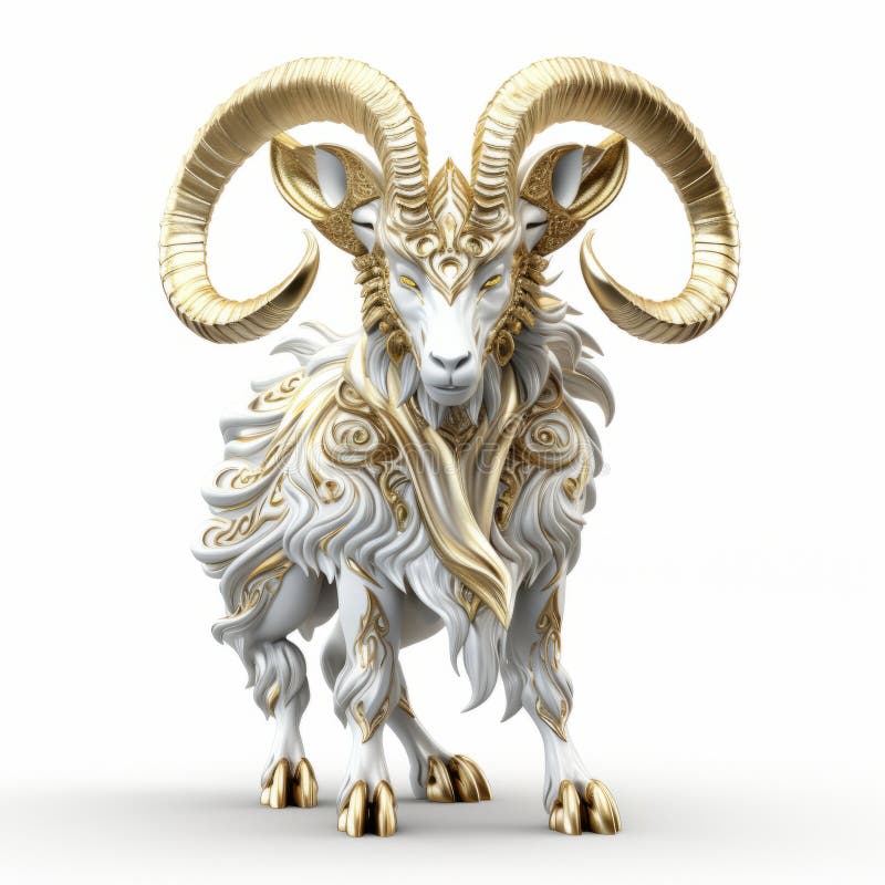 Golden Horned Ram: a Fantastical 3d Model with Exotic Realism Stock ...