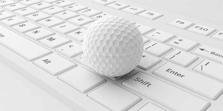 3d Rendering Golf Ball on a Keyboard Stock Illustration - Illustration ...